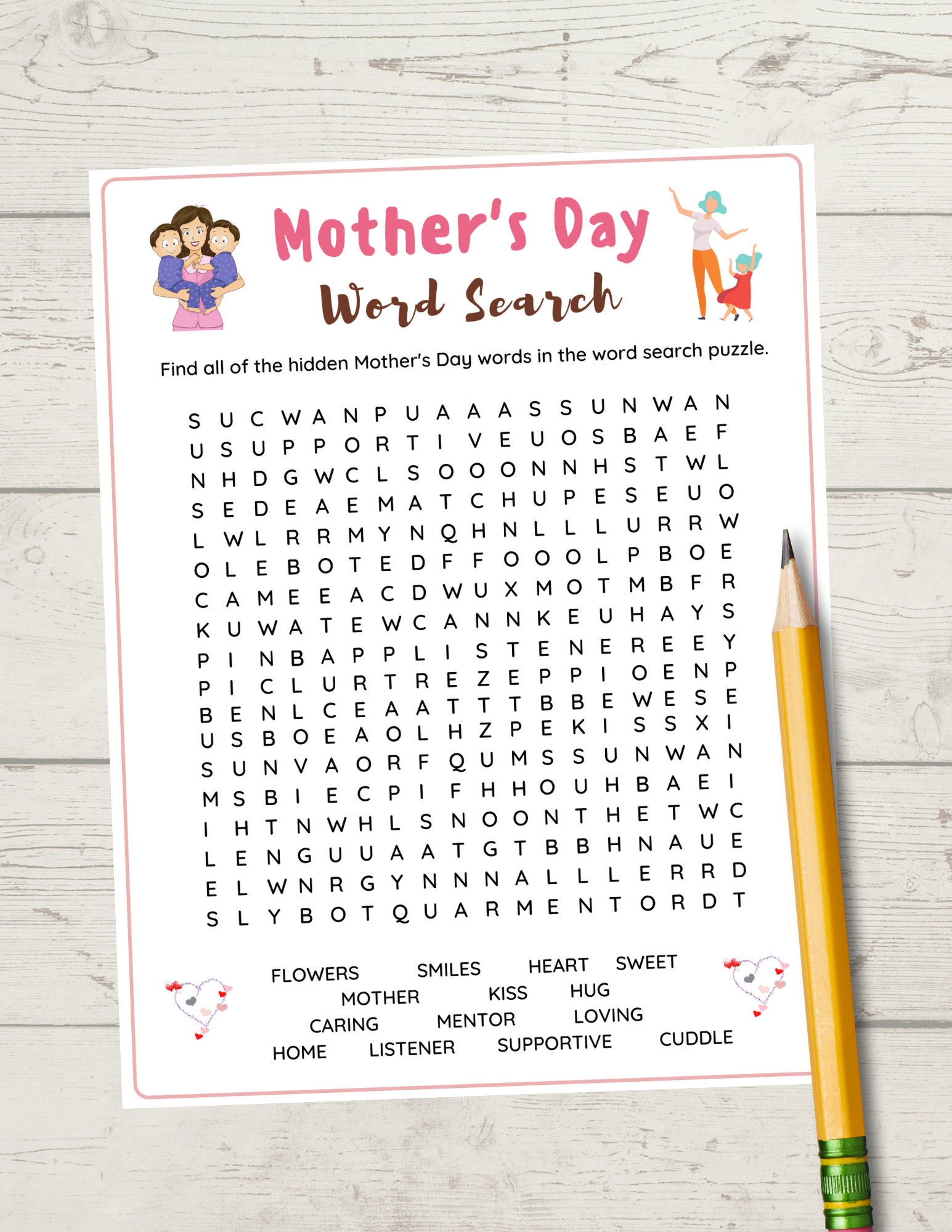Mother's Day Word Search Game Mother's Day Game for Kids & Adults ...