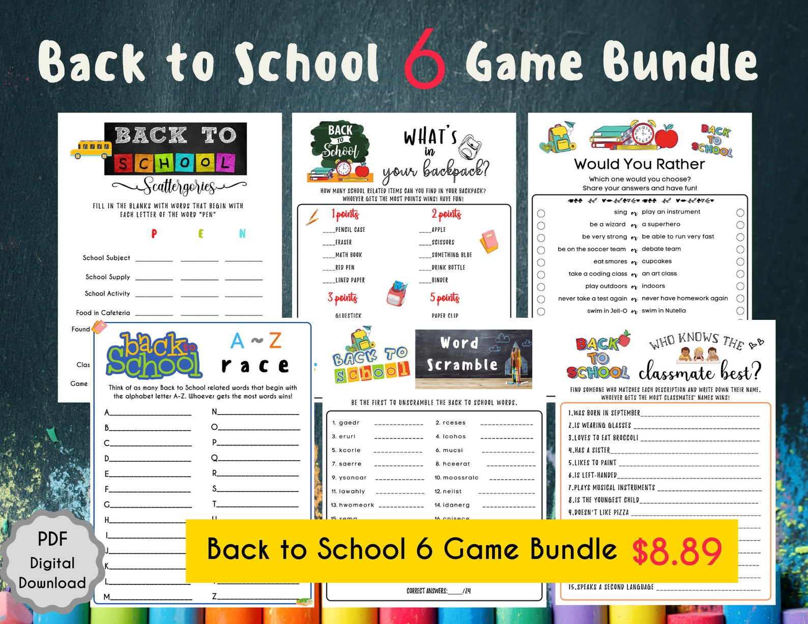 Printable Back to School Word Scramble Game Popular Classroom Activity ...