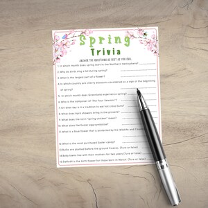 Spring Trivia Printable Game | Fun Spring Fact Trivia Party Game ...