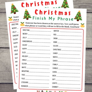 Christmas Finish My Phrase Game, Holiday Party Game, Christmas ...