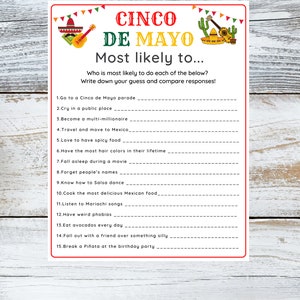 8 Cinco De Mayo Games Bundle L Fun Printable Game | Mexican Fiesta ...