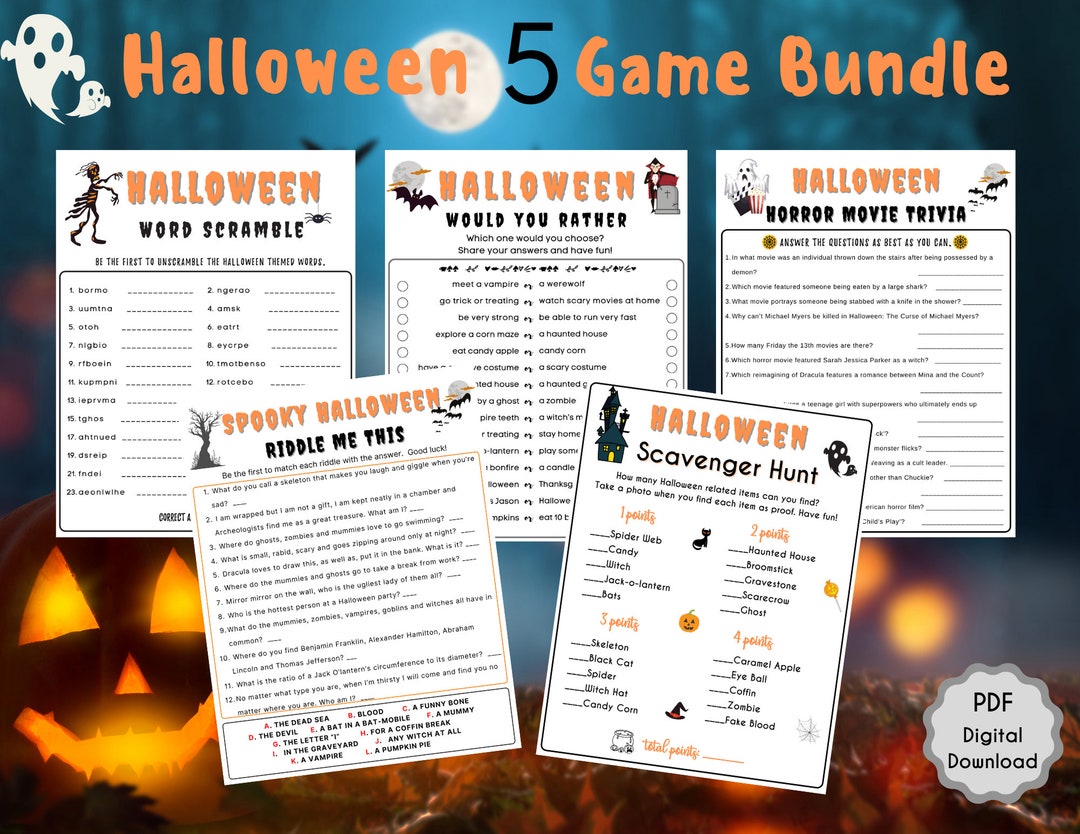 Halloween Party Games Halloween Games Printable Halloween - Etsy