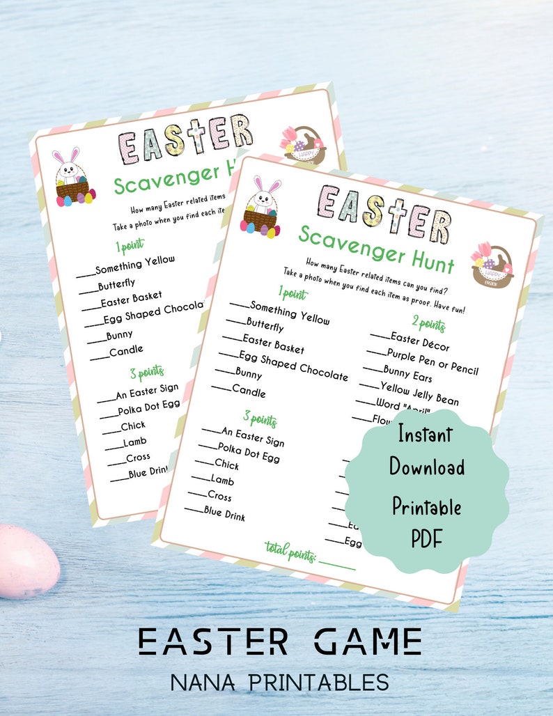 Easter Scavenger Hunt Game Easter Printable Game for Kids, Teens ...