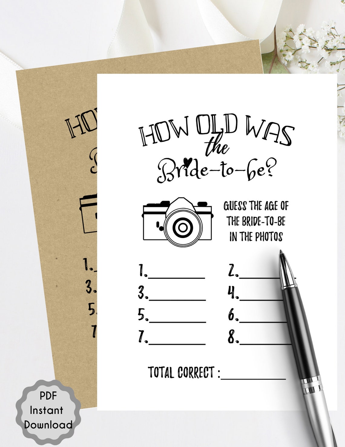 How Old Was the Bride-to-be Bridal Shower Game Printables - Etsy