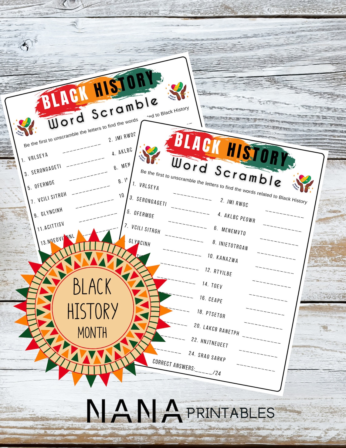 Black History Word Scramble Game: Educational Kids Quiz (printable PDF ...