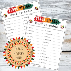Black History Word Scramble Game: Educational Kids Quiz (printable PDF ...
