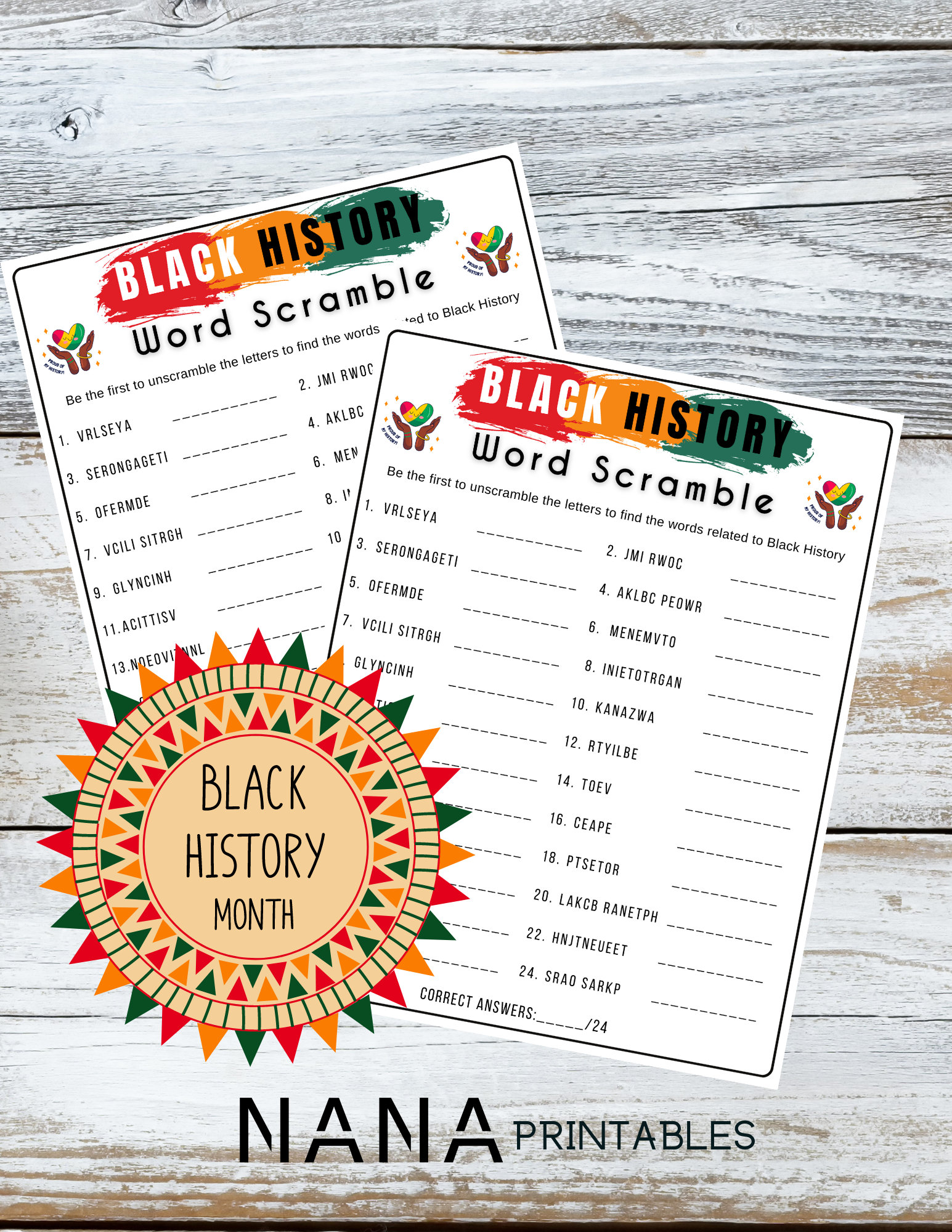 Black History Word Scramble Game: Educational Kids Quiz (printable PDF ...