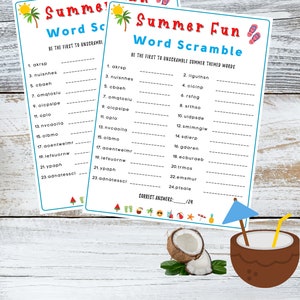 Summer Fun Word Scramble Game | Pool Party | Summer Party Game ...