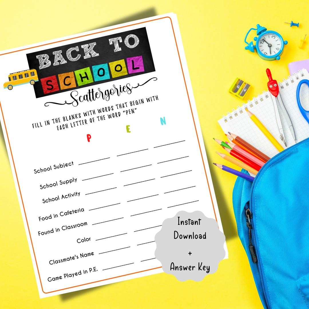 Back to School Classroom Games | Printable Icebreakers & Scattergories ...