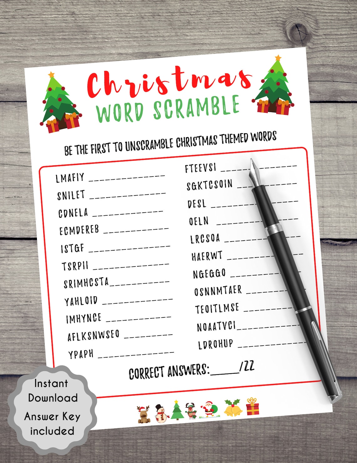 Christmas Word Scramble Game, Holiday Trivia (PDF Printable) - Etsy