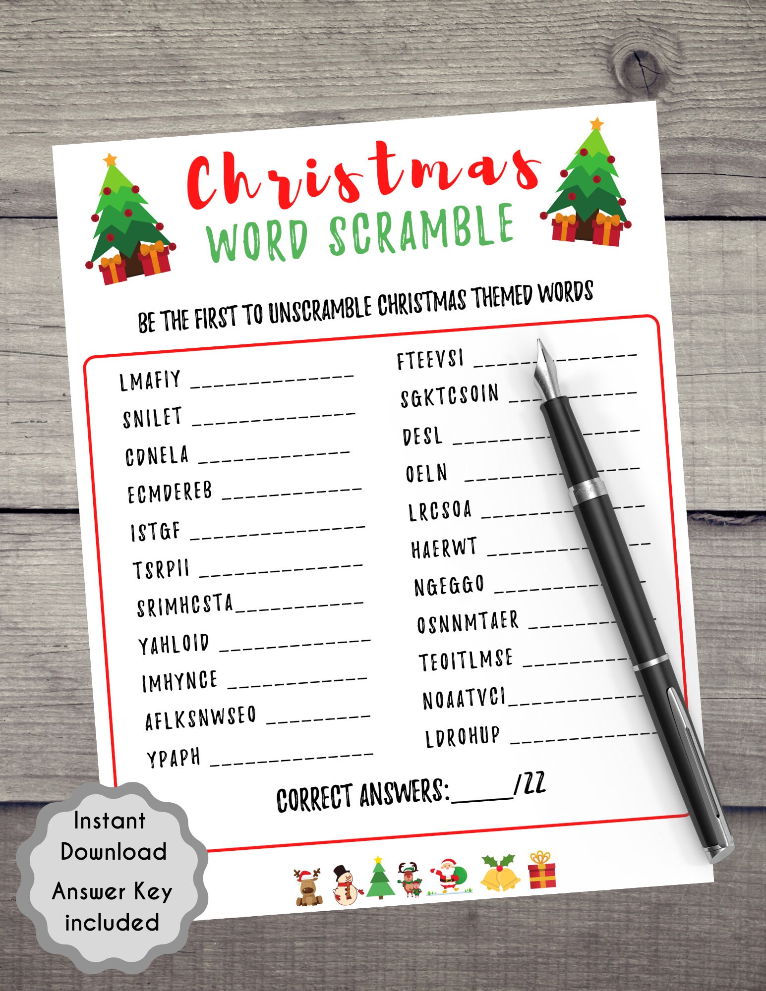 Christmas Word Scramble Game, Holiday Trivia (PDF Printable) - Etsy