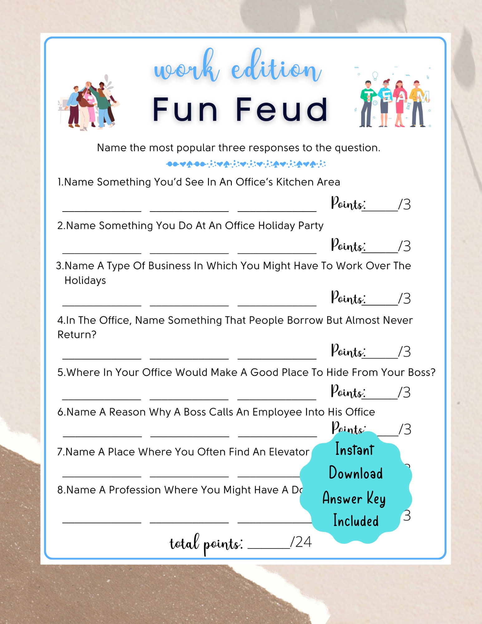 12 Office Party Printable Game Bundle Coworker Staff Game Fun Work ...