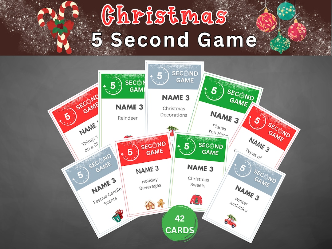Fun Christmas 5 Second Game, Printable Christmas Party Game, Games for ...