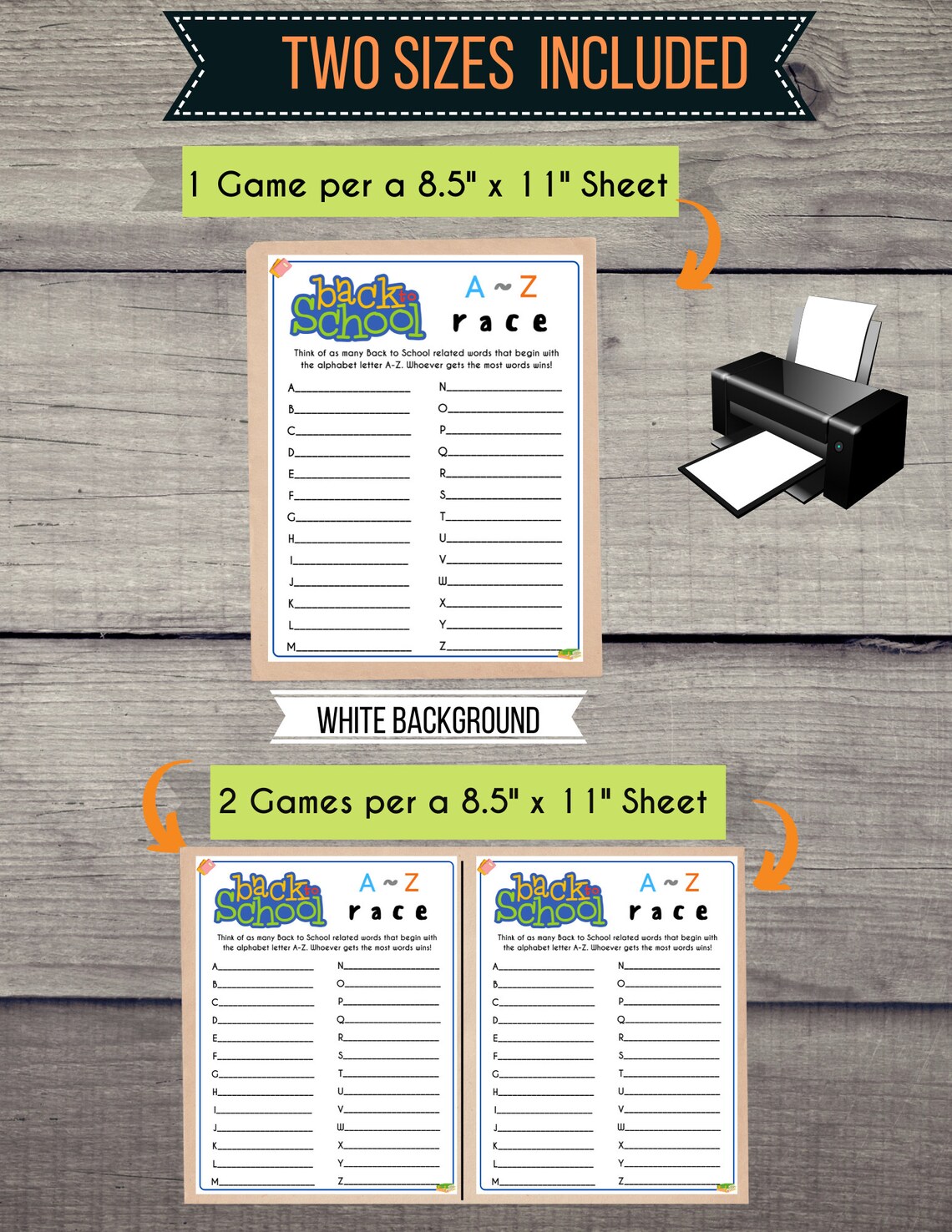 Back to School A to Z Race Printable Game Classroom Activity - Etsy
