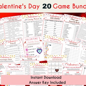 20 Valentines Day Printable Game Bundle, Fun Valentines Party Party ...