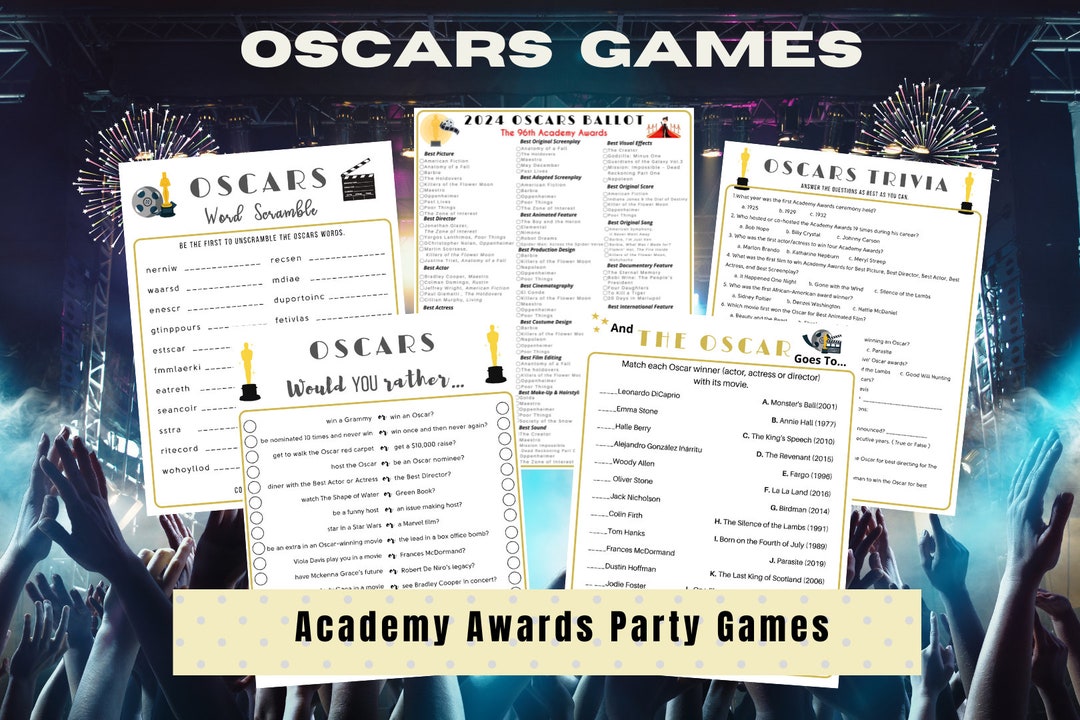 2024 Oscars Game Bundle 96th Academy Awards Printable Games Oscars ...