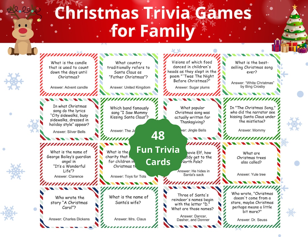 Christmas Trivia Games for Family, Fun Christmas Printable Game, Office ...