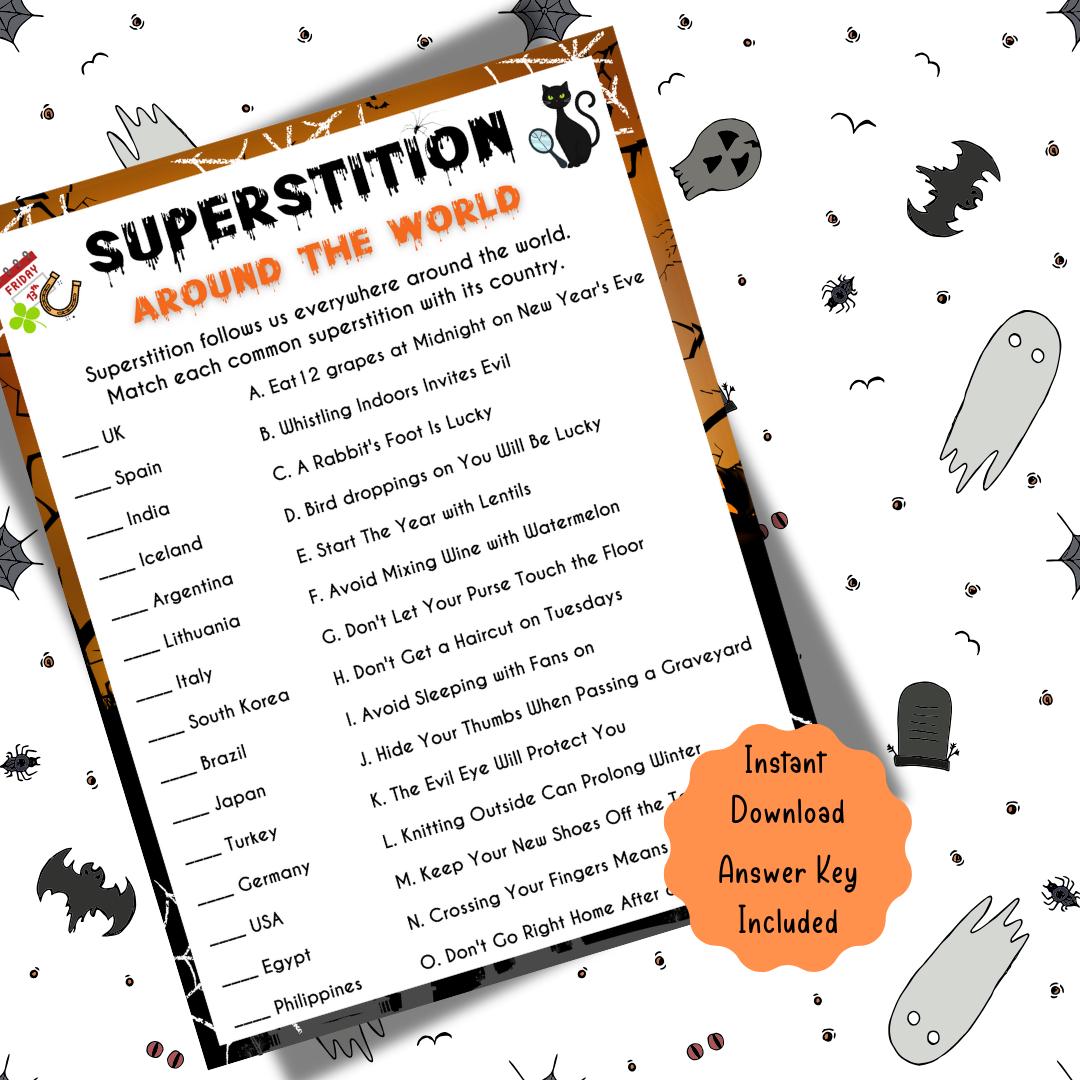 Halloween Superstition Game: Printable Trivia Quiz (PDF Download) - Etsy
