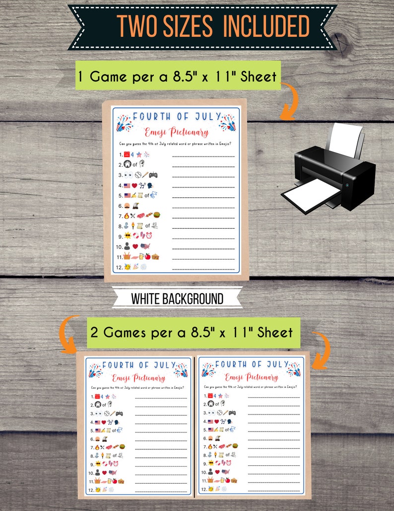 Fourth of July Emoji Pictionary Game: Family Trivia (printable PDF) - Etsy