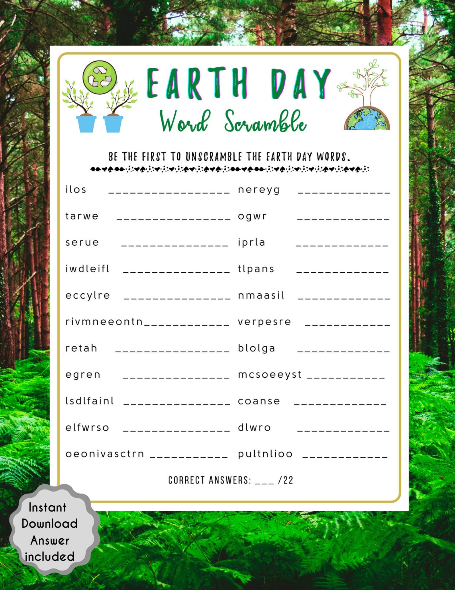 8 in 1 Earth Day Game Bundle Fun Printable Earth Day Game - Etsy
