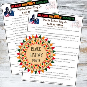 Black History Mlk's Fact or Fiction Trivia, Fun Educational Game, Black ...