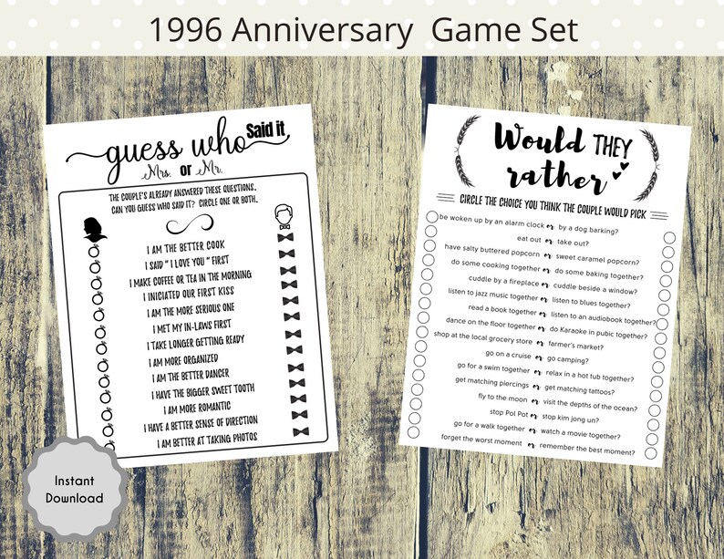 1996 25th Wedding Anniversary Party Games 25th Anniversary Etsy 1996-25th-wedding-anniversary-party-games-25th-anniversary-etsy