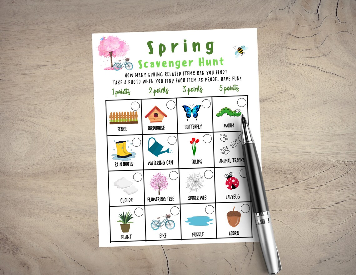 Spring Scavenger Hunt Printable Game Fun Spring Party Game | Etsy