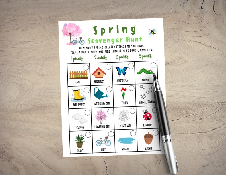 Spring Scavenger Hunt Printable Game Fun Spring Party Game Spring ...
