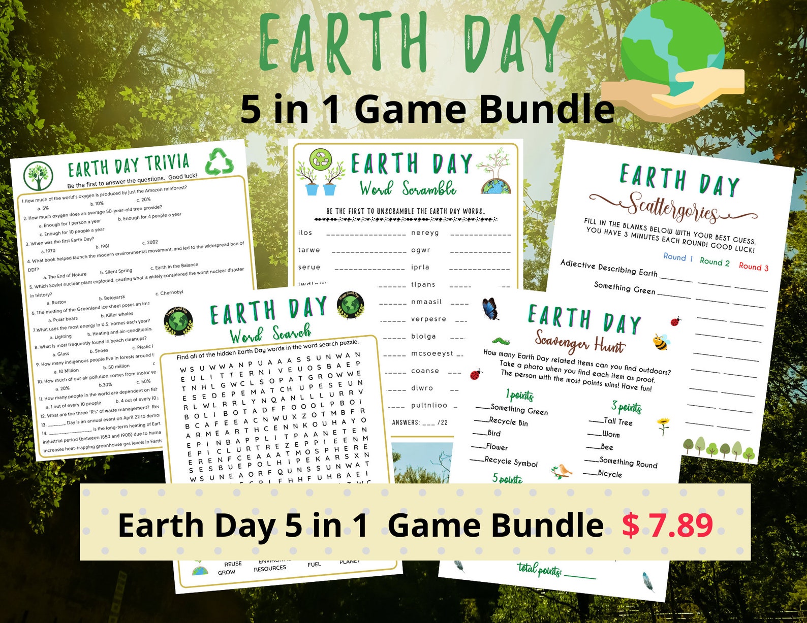 Earth Day Riddle Me This Game Fun Earth Day Printable Game for Kids ...