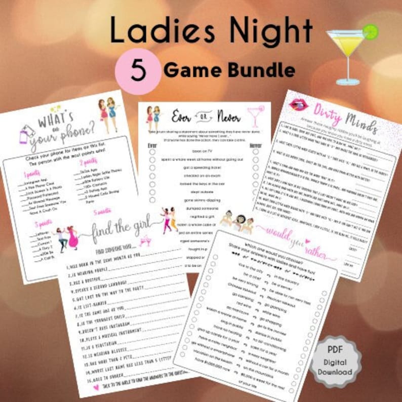 5 Ladies Night Game Bundle Ladies Party Games Fun Girls Night Out ...