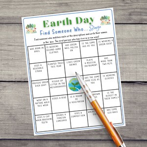 Earth Day Find Someone Bingo Game | Fun Earth Day Printable Game for ...