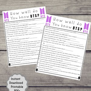 Bts Trivia Game Bundle BTS Party Game Set BTS Fans BTS - Etsy