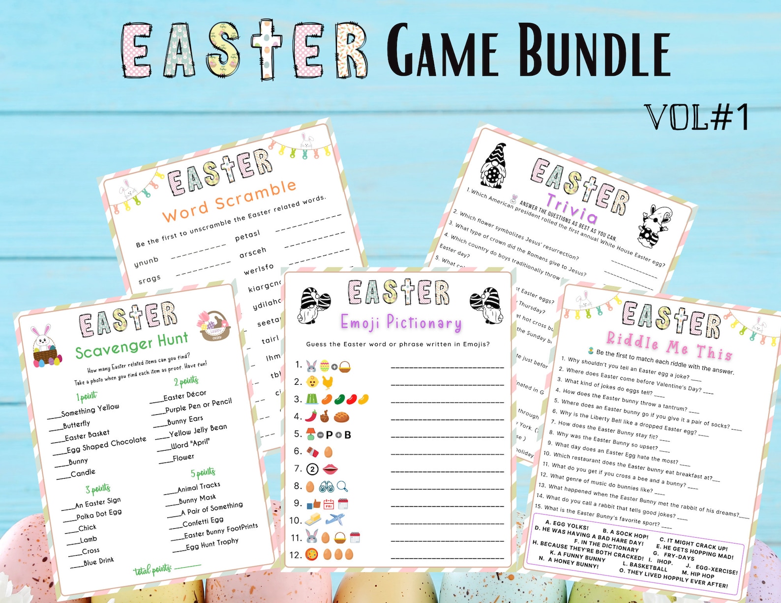 12 Easter Game Bundle Printableeaster Game for Kids, Teens & Adults ...