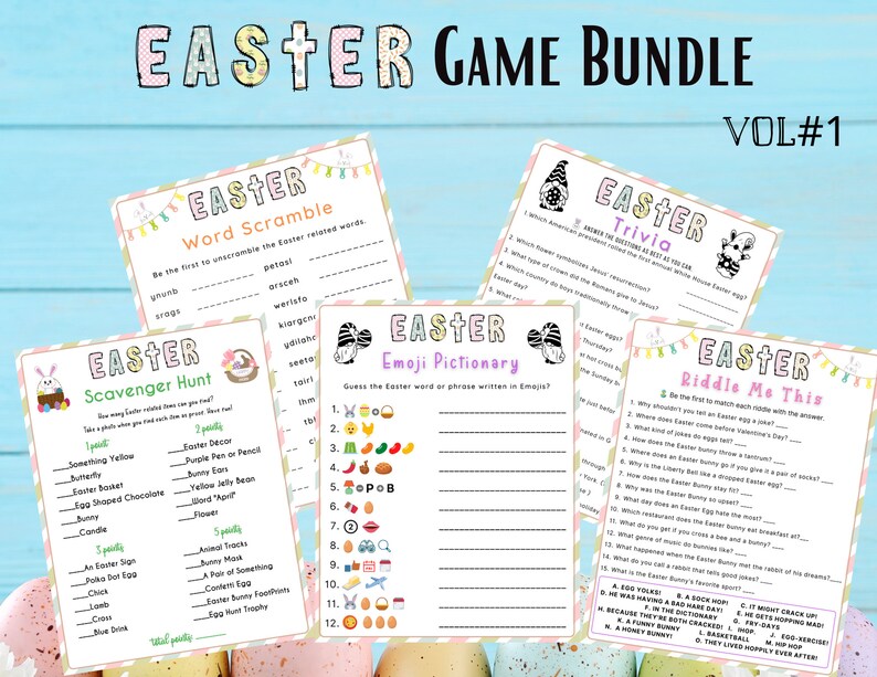 12 Easter Game Bundle Printableeaster Game for Kids, Teens & Adults ...