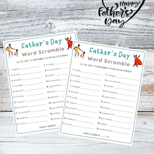 Father's Day Word Scramble Game | Father's Day Game for Kids & Adults ...