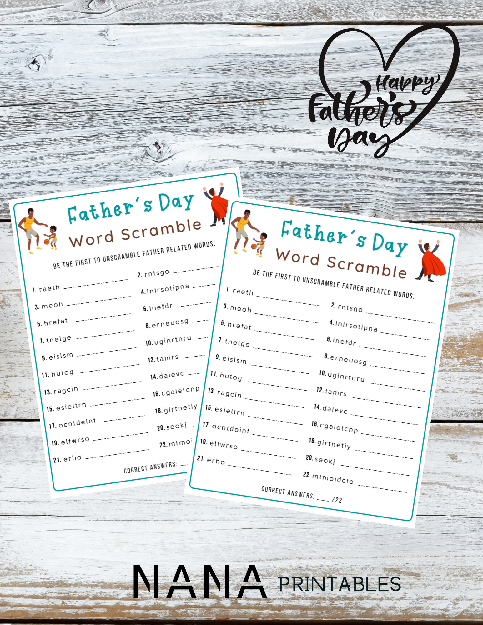 Father's Day Word Scramble Game Father's Day Game for Kids & Adults ...