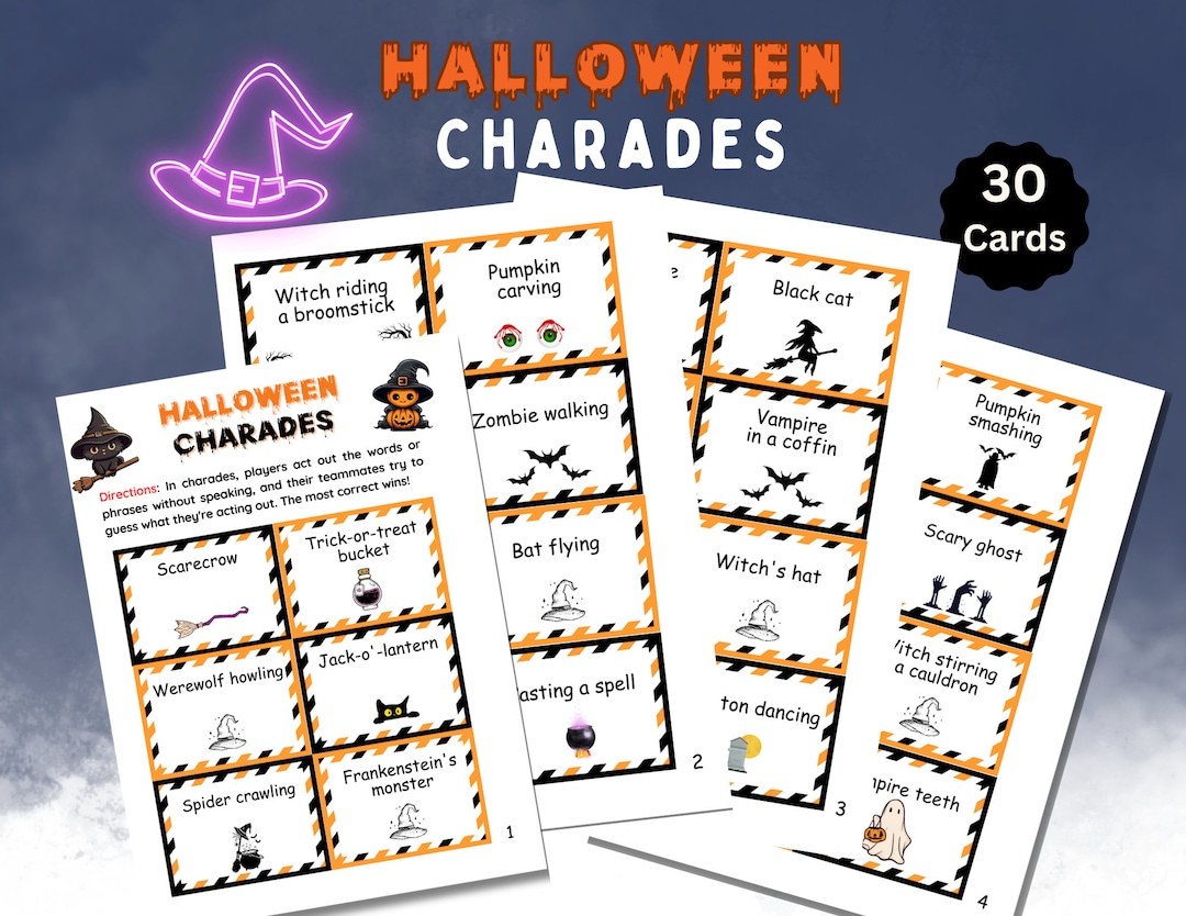 Halloween Charades Game Printable Fun Halloween Game Halloween ...