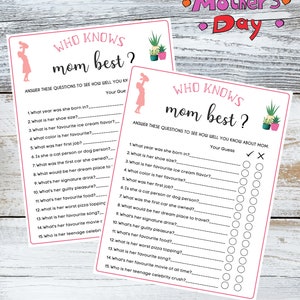 Mother's Day Who Knows Mom Best L Mother's Day Games for Kids & Adults ...