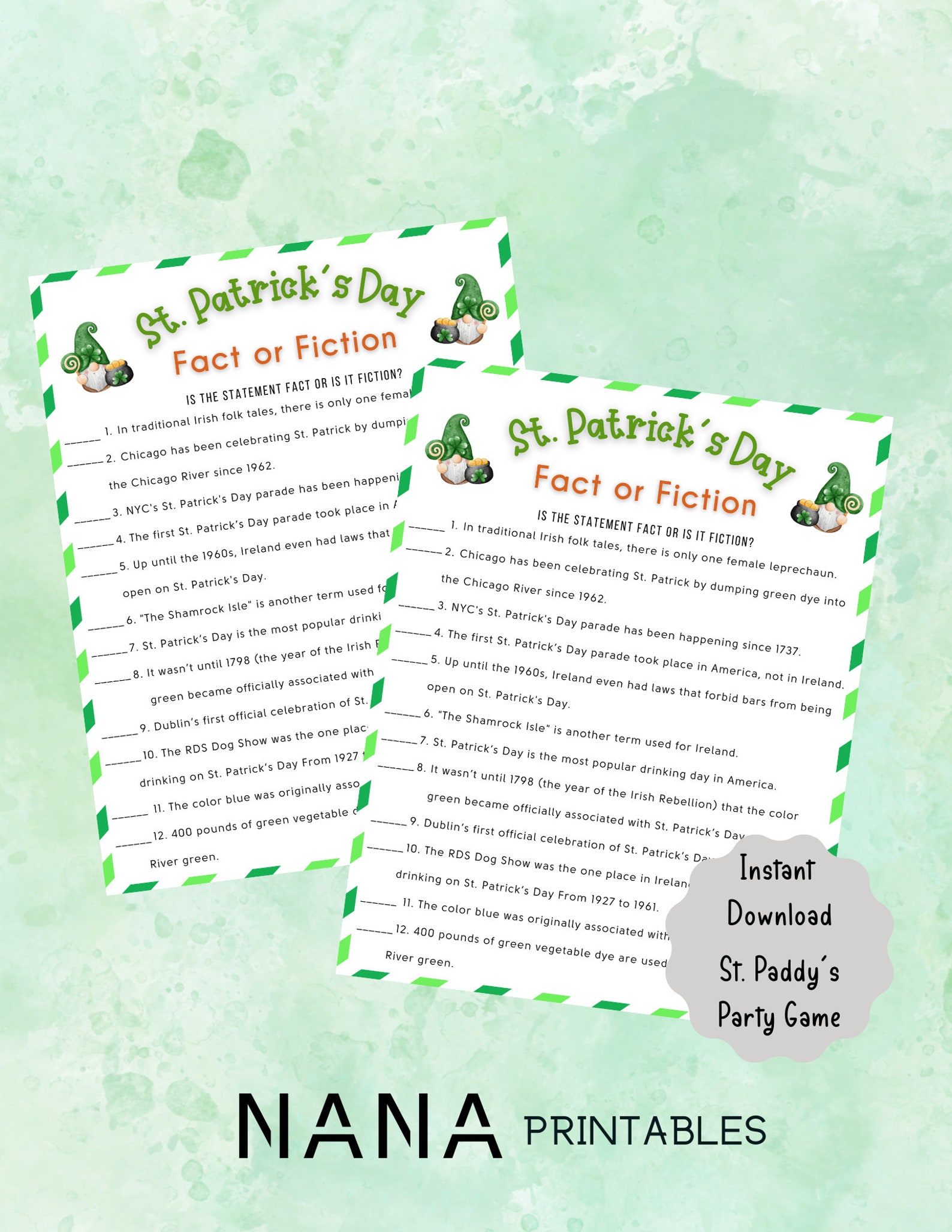 12 St. Patrick's Day Game Bundle St. Patrick's Day Printable Activities ...