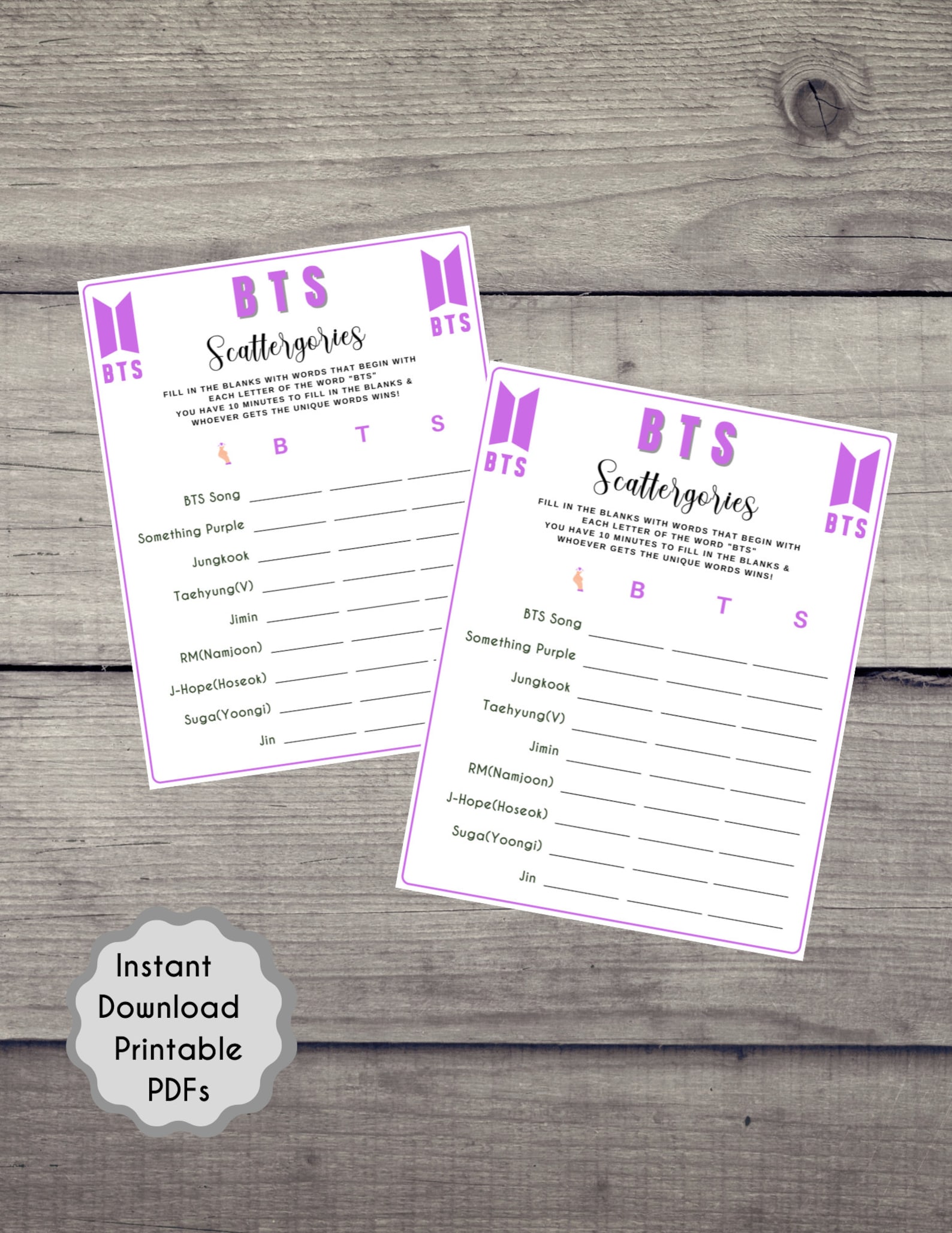 Bts Trivia Game Bundle BTS Party Game Set BTS Fans BTS - Etsy