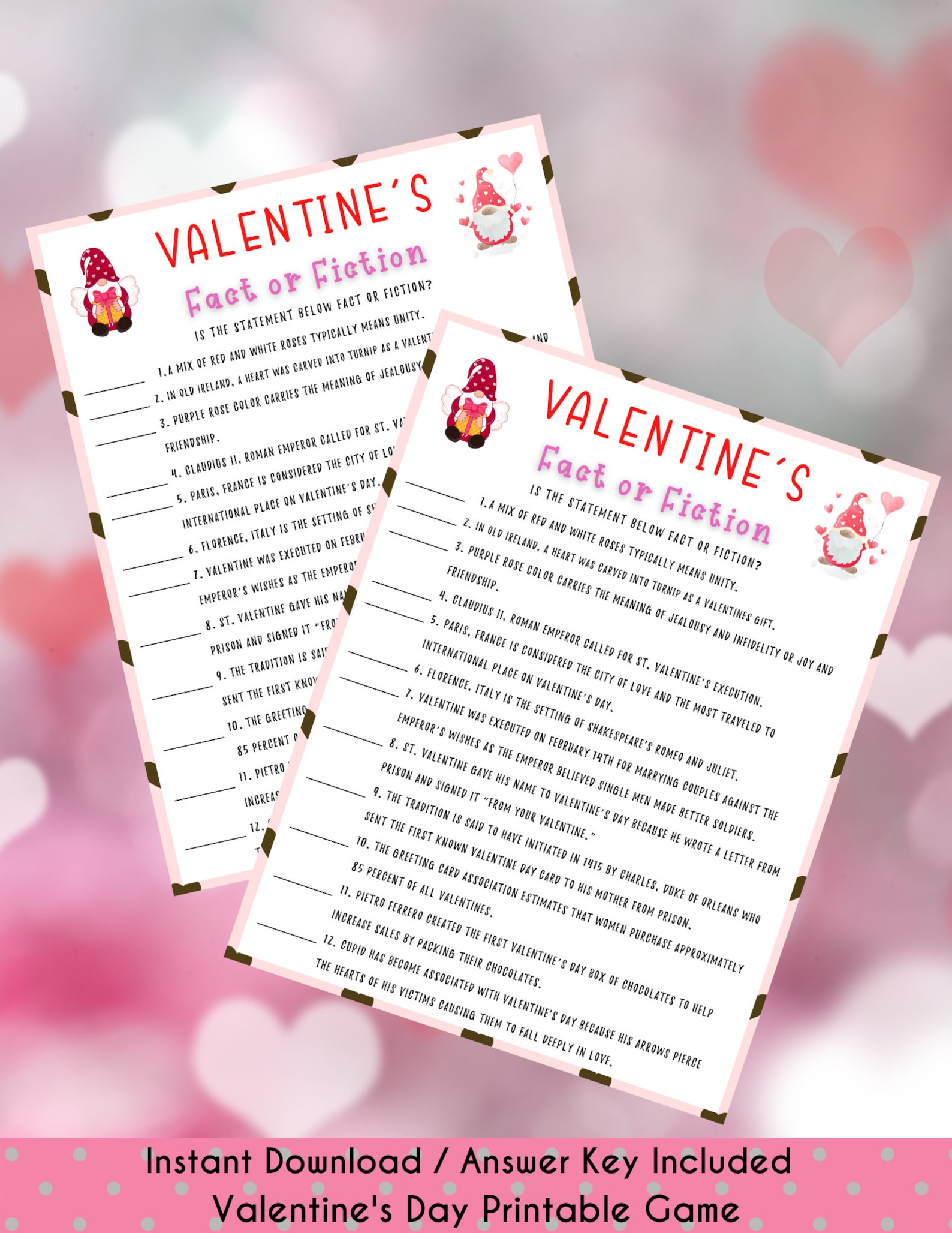 Valentine's Day Fact or Fiction Printable Game | Fun Valentine's Day ...