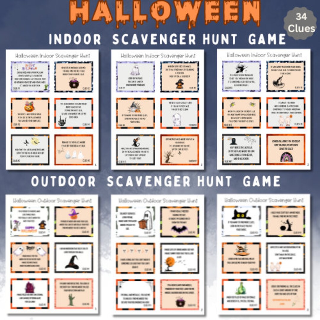 Halloween Indoor and Outdoor Scavenger Hunt Game Bundle Printable ...