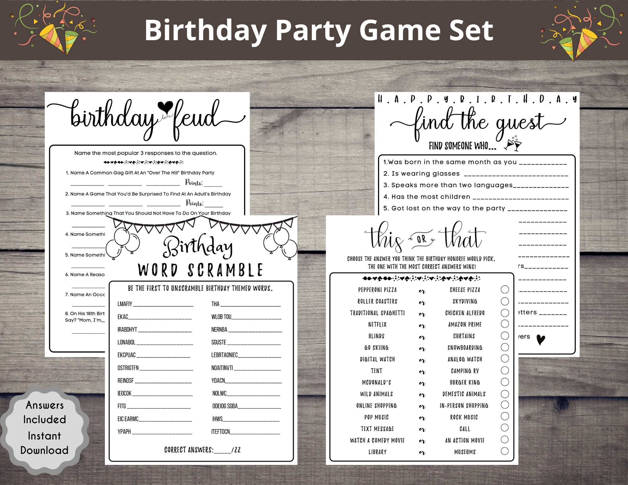 1957 67th Birthday Games Bundle Printable 1957 Games 67th Party ...