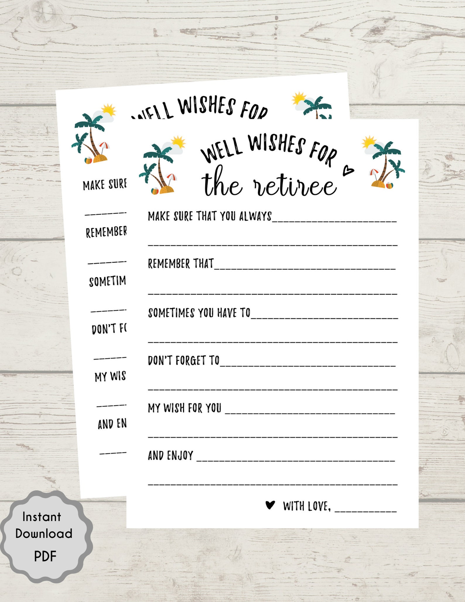 Retirement Party Game | Well Wishes for the Retiree | Fun Retirement ...