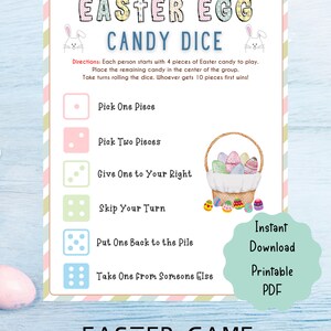 Easter Egg Candy Dice Game Easter Printable Game for Kids, Teens ...
