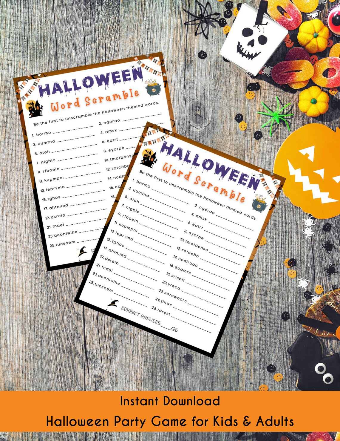 Halloween Word Scramble Game Fun Halloween Printable Games - Etsy