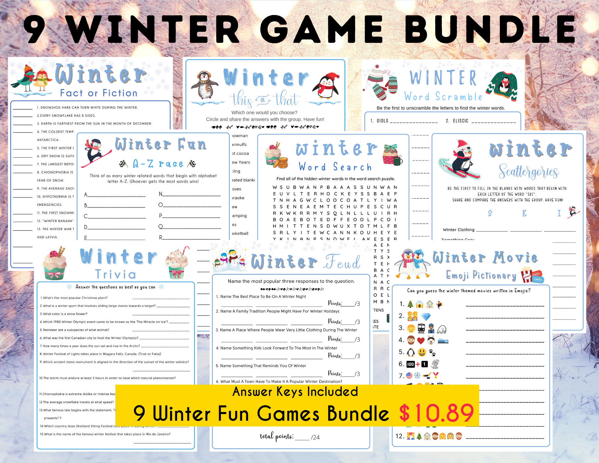 Winter This or That Printable Game Holiday Party Game Winter Activity ...