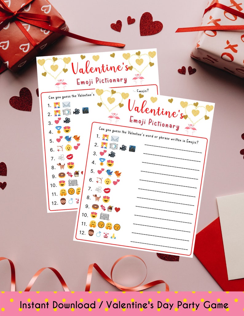 Valentine's Day Emoji Pictionary Game Valentine's | Etsy