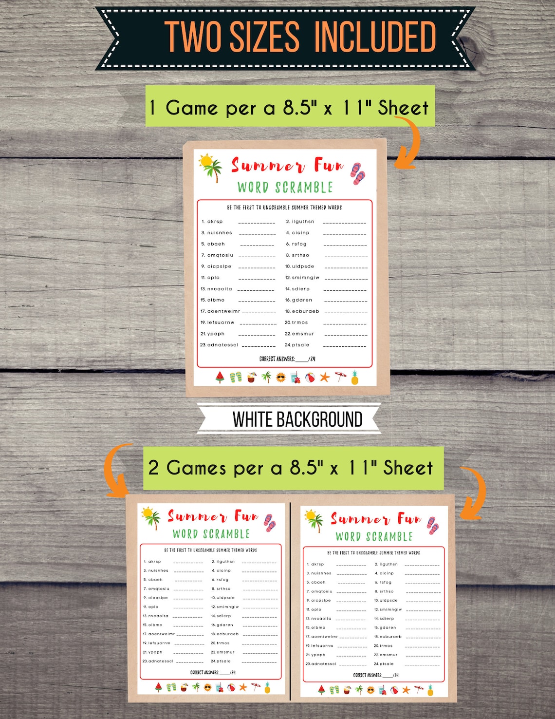 Summer Fun 5 Game Bundle Summertime Game Summer Party Game - Etsy