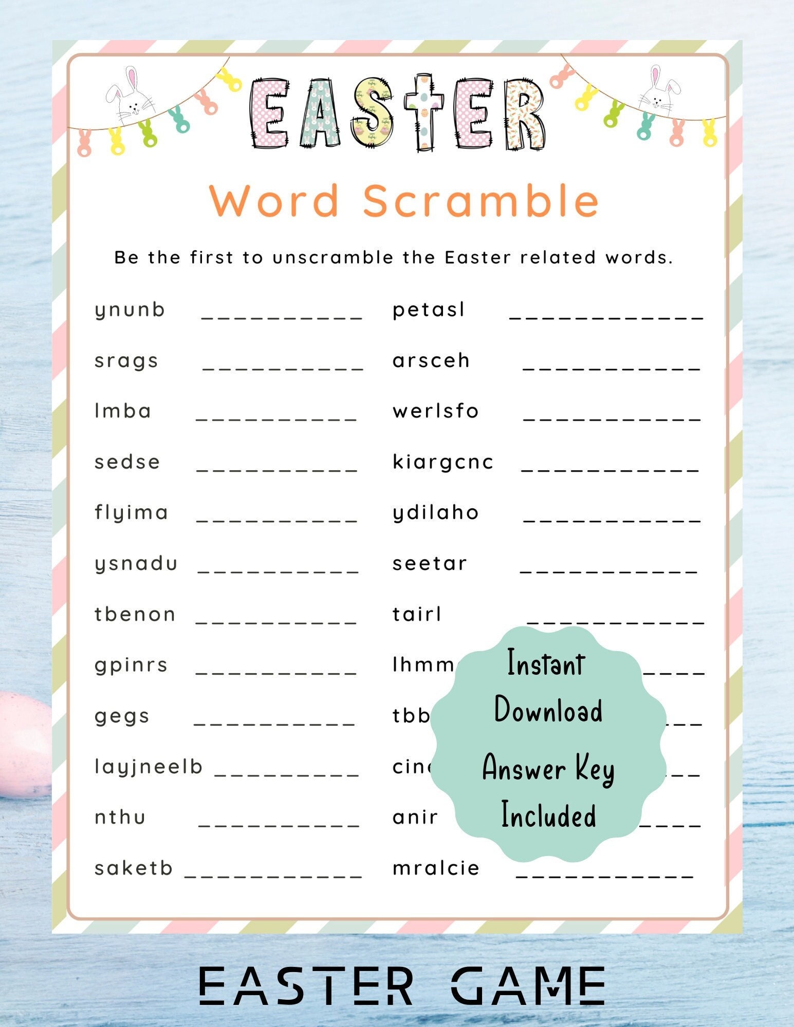Easter Word Scramble Game Easter Printable Game for Kids, Teens ...